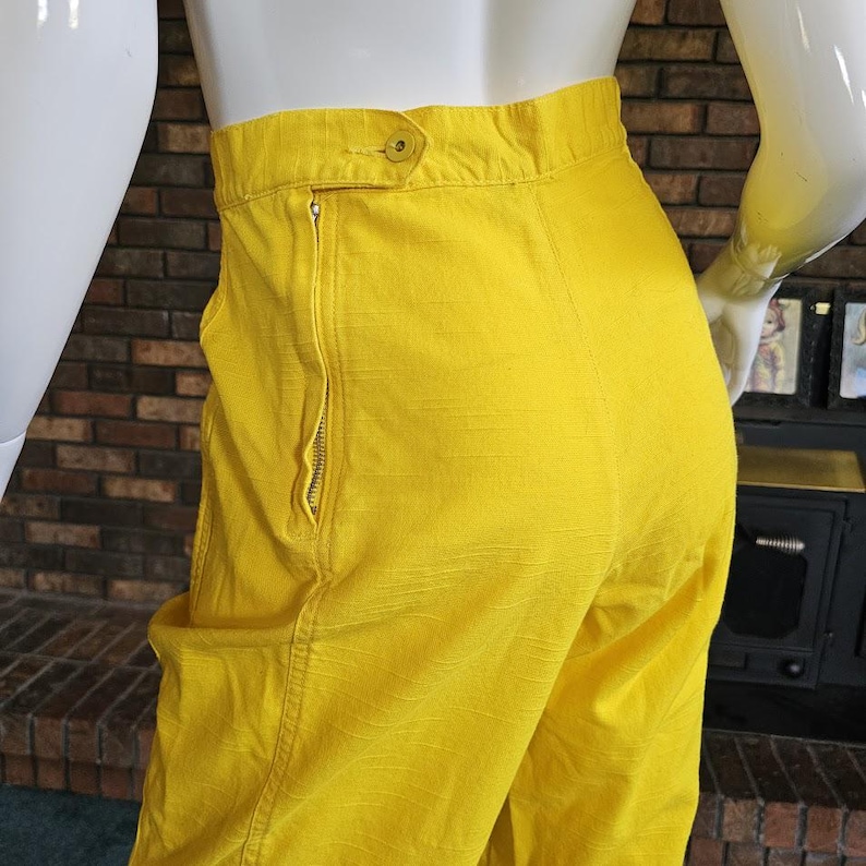 Vintage 80s Valley Girl Esprit Sport Neon Yellow High Waisted Peg Leg ...