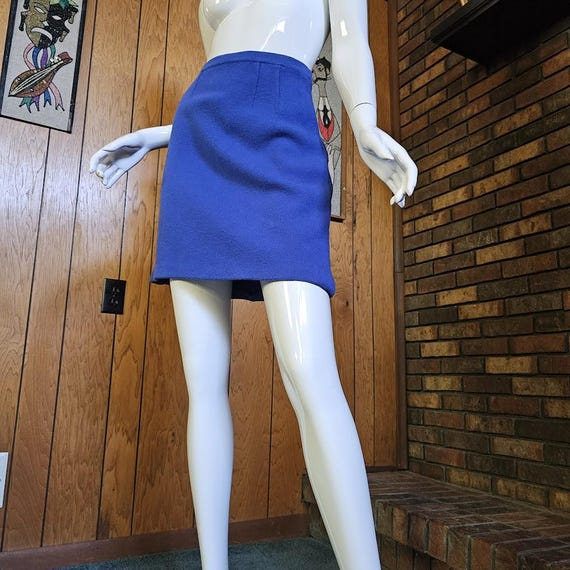 Vintage 60s Mod Micro Mini Blue Thick Winter Wool Hud… - Gem