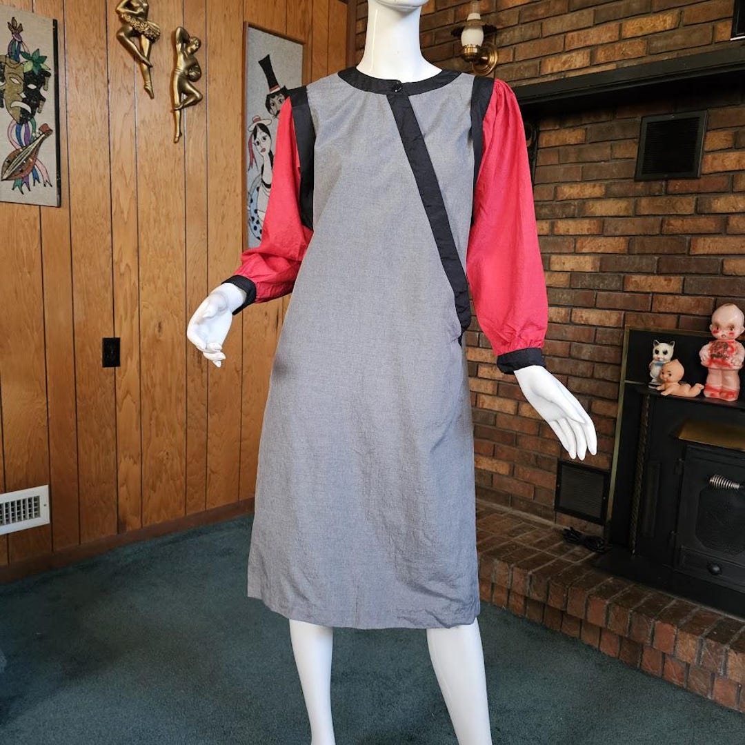 Vintage 80s New Wave Futuristic Parachute Sci Fi Secretary Day Dress M ...
