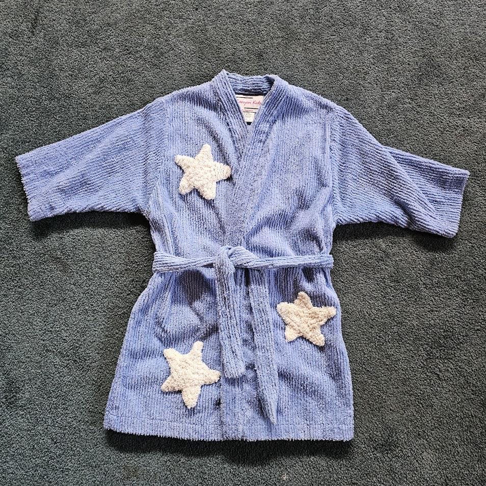 Vintage 90s Canyon Group Kids Chenille Moon Stars Light Blue Bath Robe ...