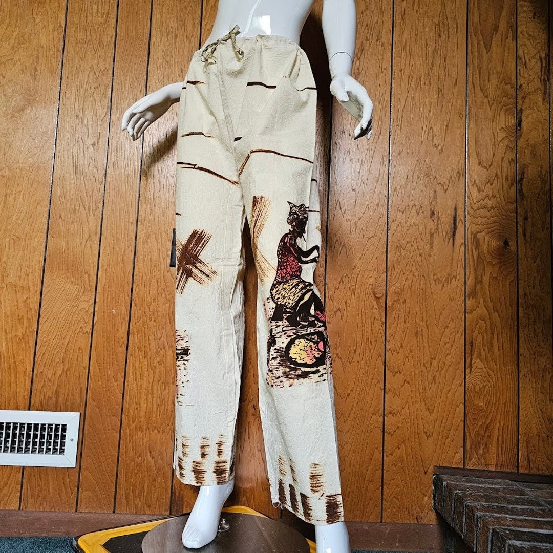 Vintage African Painted Folk Art Souvenir Flour Sack Bag Karate Unisex ...