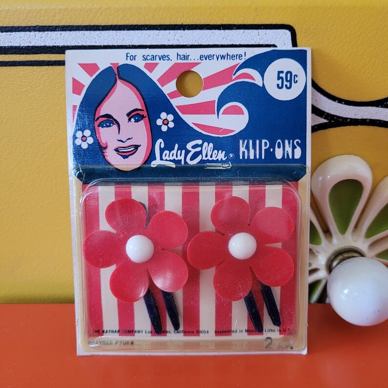 Vintage 60s Mod Hippie RWB Lady Ellen Daisy Hair Scarf Clips Deadstock NOS - Etsy