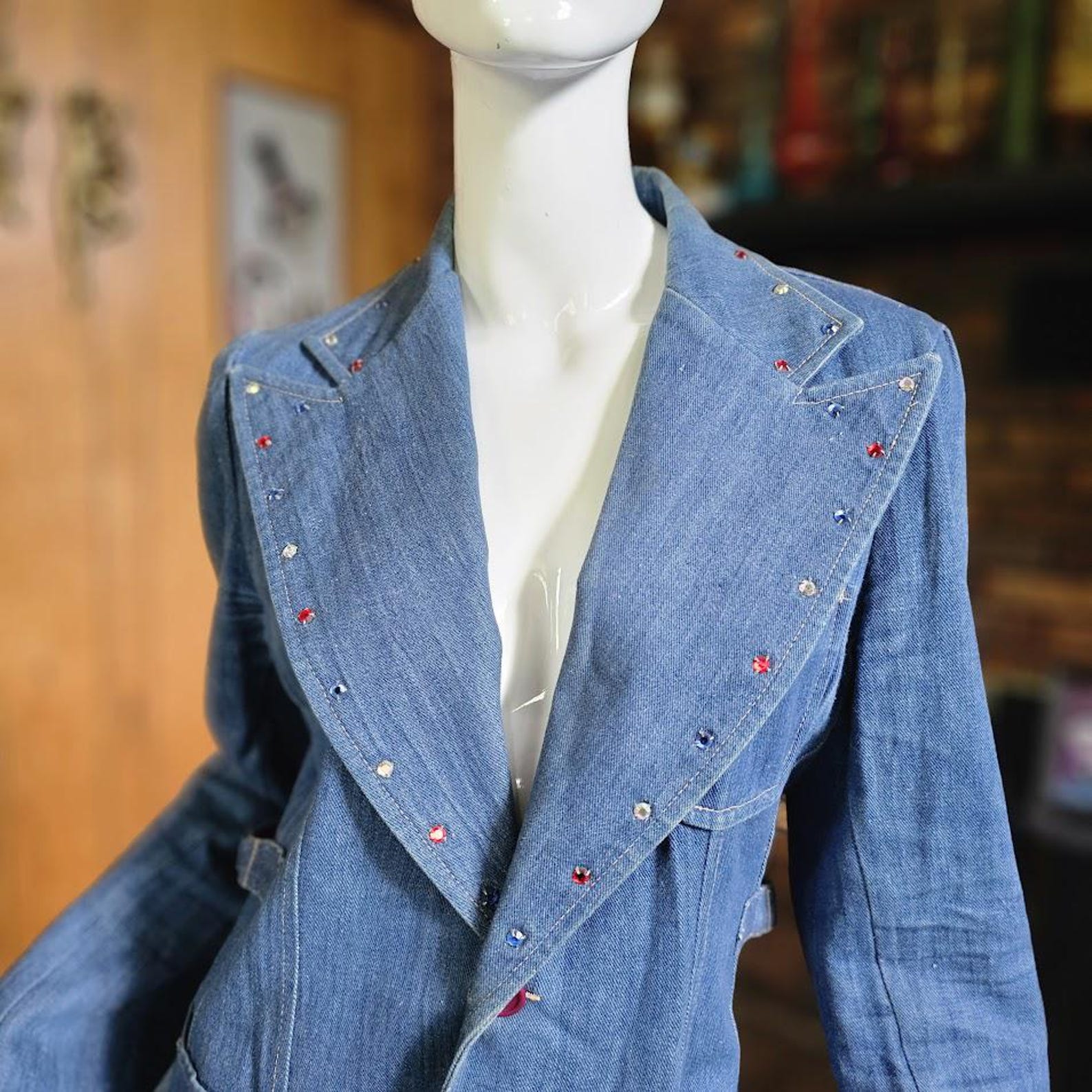 Vintage 70s Rhinestone Cowboy Bellbottom Western Denim Country Music ...