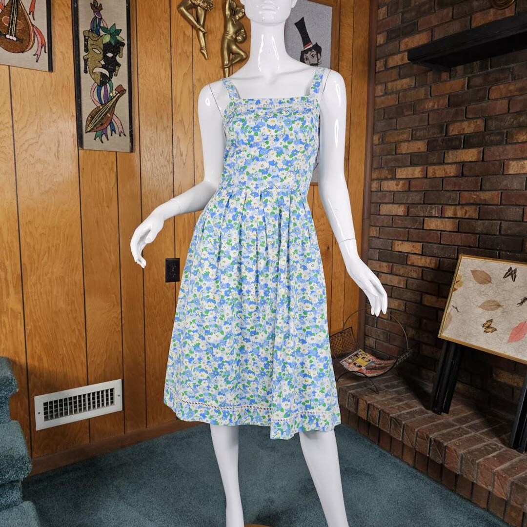 Vintage Lanz Daisy Floral Sundress: 60s/70s Garden Party Fit-and-flare ...