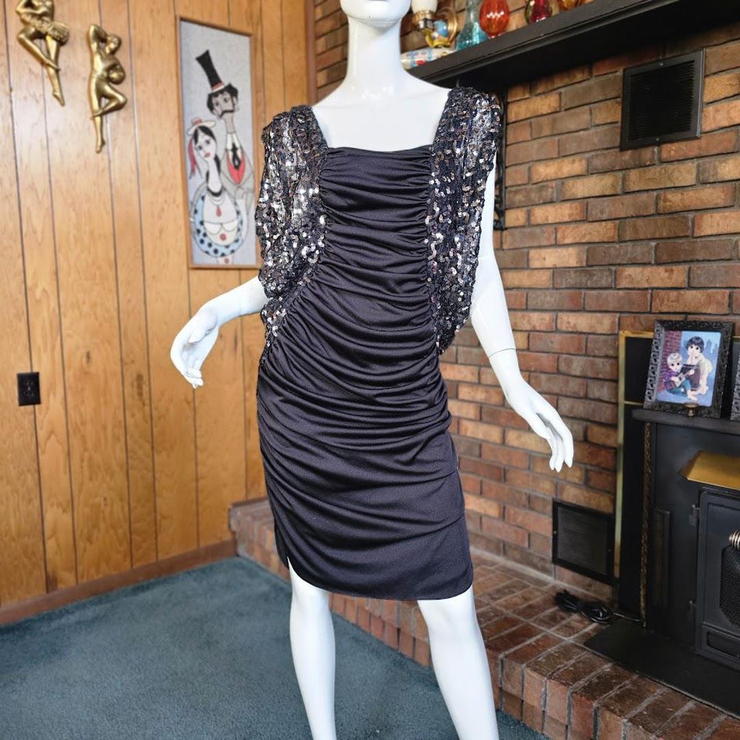 Vintage 70s Disco Coffin Batwing Metallic Sequin New Leaf Samir ...