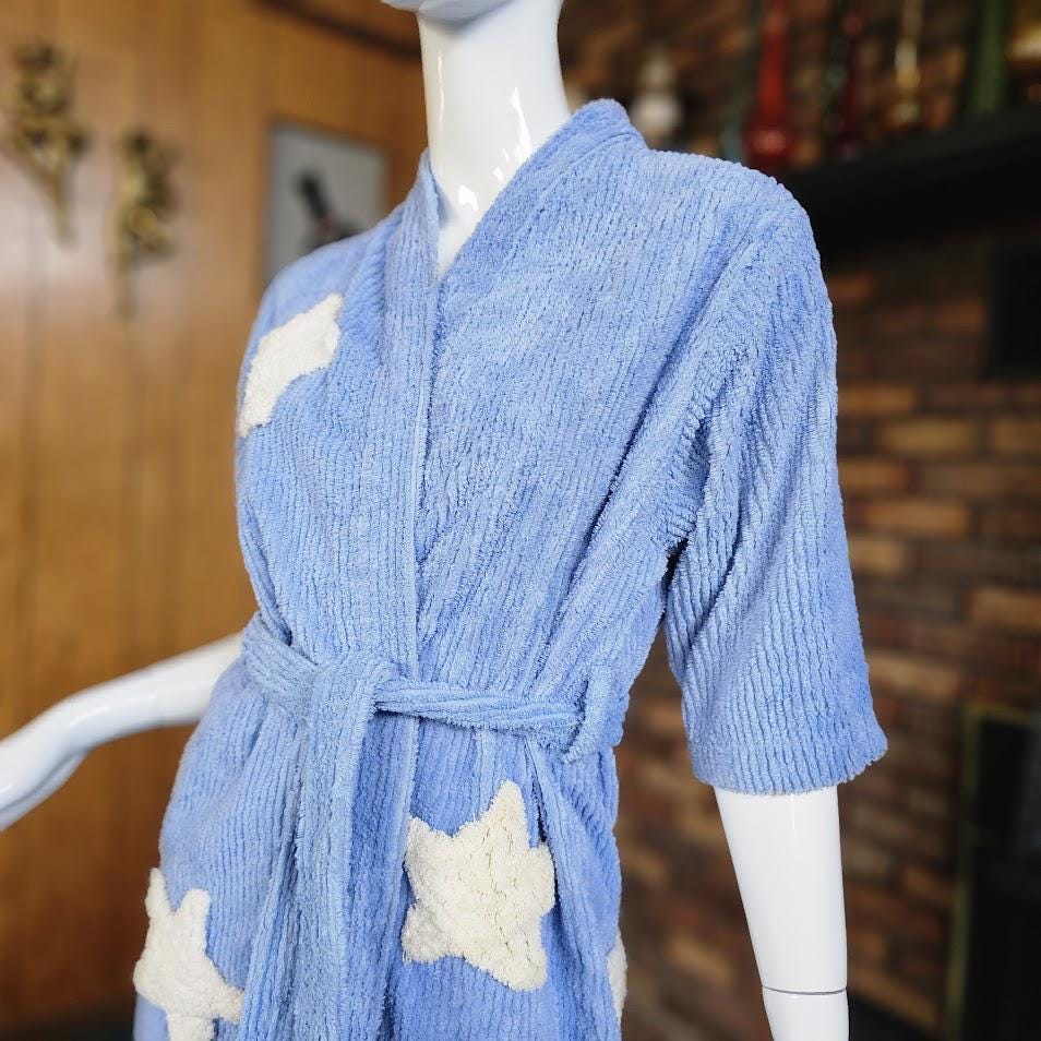 Vintage 90s Canyon Group Kids Chenille Moon Stars Light Blue Bath Robe ...