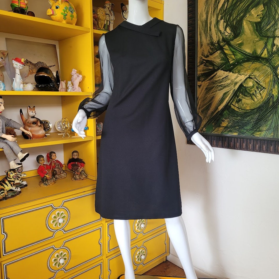 Vintage 60s Mod Go Go Black Sheer Balloon Slv Puritan Forever Young ...