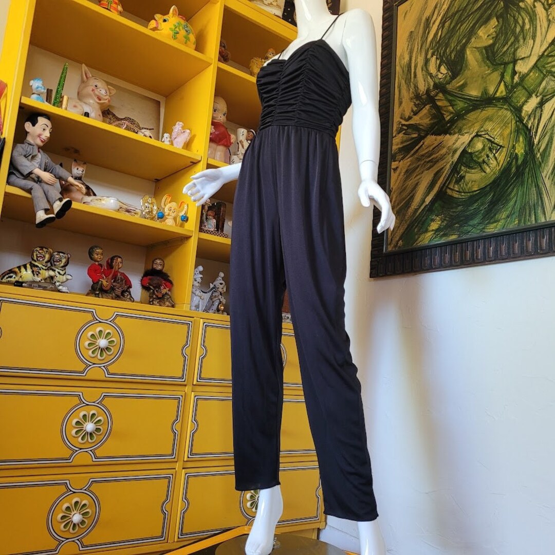 Disco Mama Vintage 80s Coffin Draped Sweetheart Jumpsuit Studio 54 ...