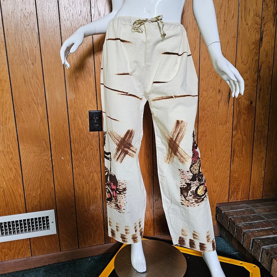 Vintage African Painted Folk Art Souvenir Flour Sack Bag Karate Unisex ...