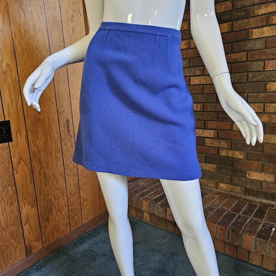 Vintage 60s Mod Micro Mini Blue Thick Winter Wool Hud… - Gem