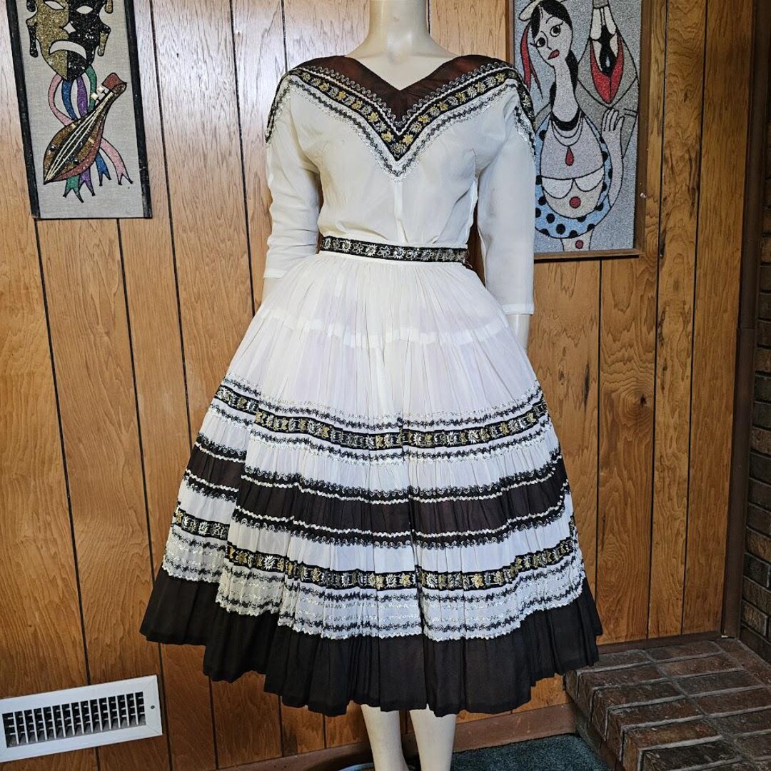 Vintage 40s 50s Fiesta Patio Full Circle Skirt Arizona Southwest Squaw ...