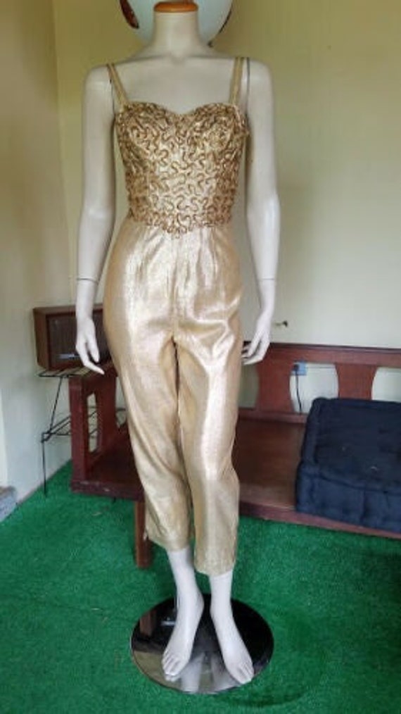 Rare Vintage 50's CEEB Gold Lamé Sequined PINUP Bombs… - Gem