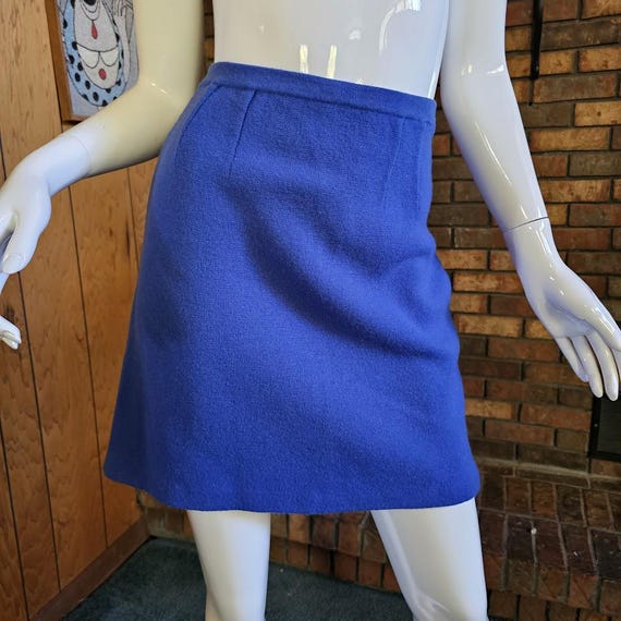 Vintage 60s Mod Micro Mini Blue Thick Winter Wool Hud… - Gem