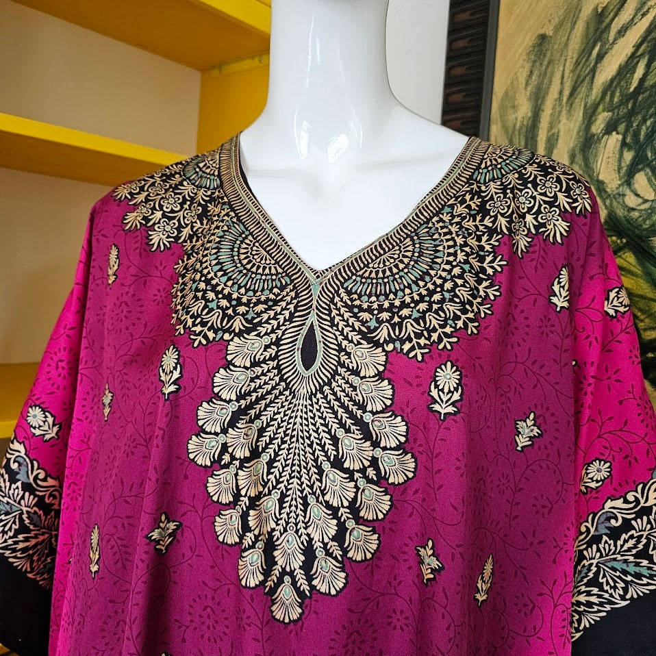 Vintage Mrs. Roper Tribal Batik Sante Lounge Ombre Caftan Muu Muu Dress ...