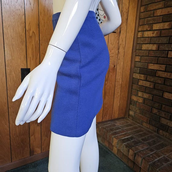 Vintage 60s Mod Micro Mini Blue Thick Winter Wool Hud… - Gem