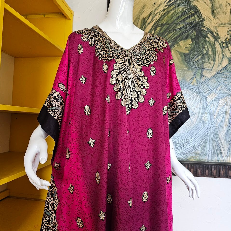 Vintage Mrs. Roper Tribal Batik Sante Lounge Ombre Caftan Muu Muu Dress ...