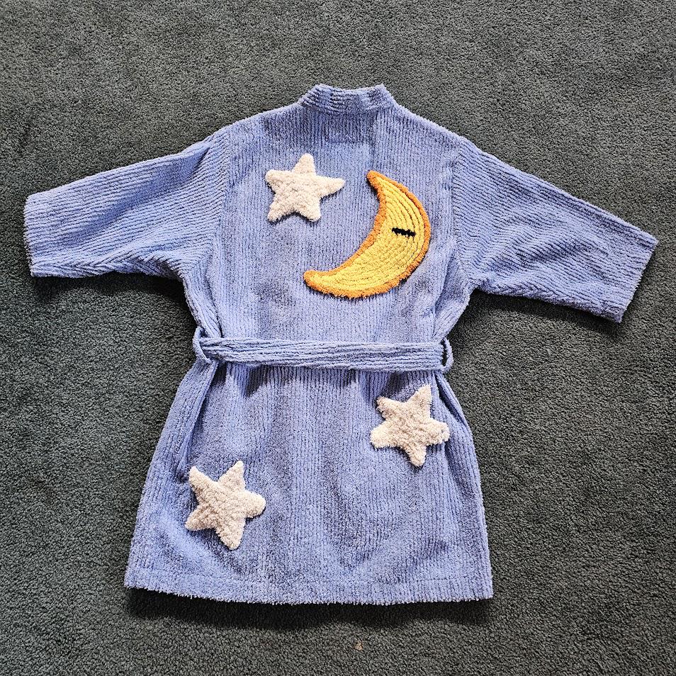 Vintage 90s Canyon Group Kids Chenille Moon Stars Light Blue Bath Robe ...
