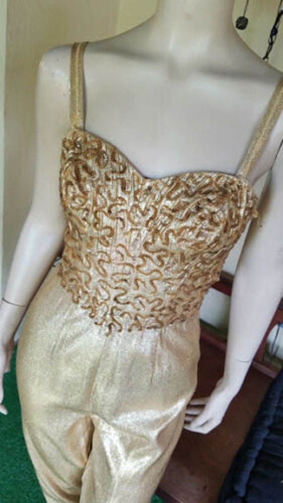 Rare Vintage 50's CEEB Gold Lamé Sequined PINUP Bombs… - Gem