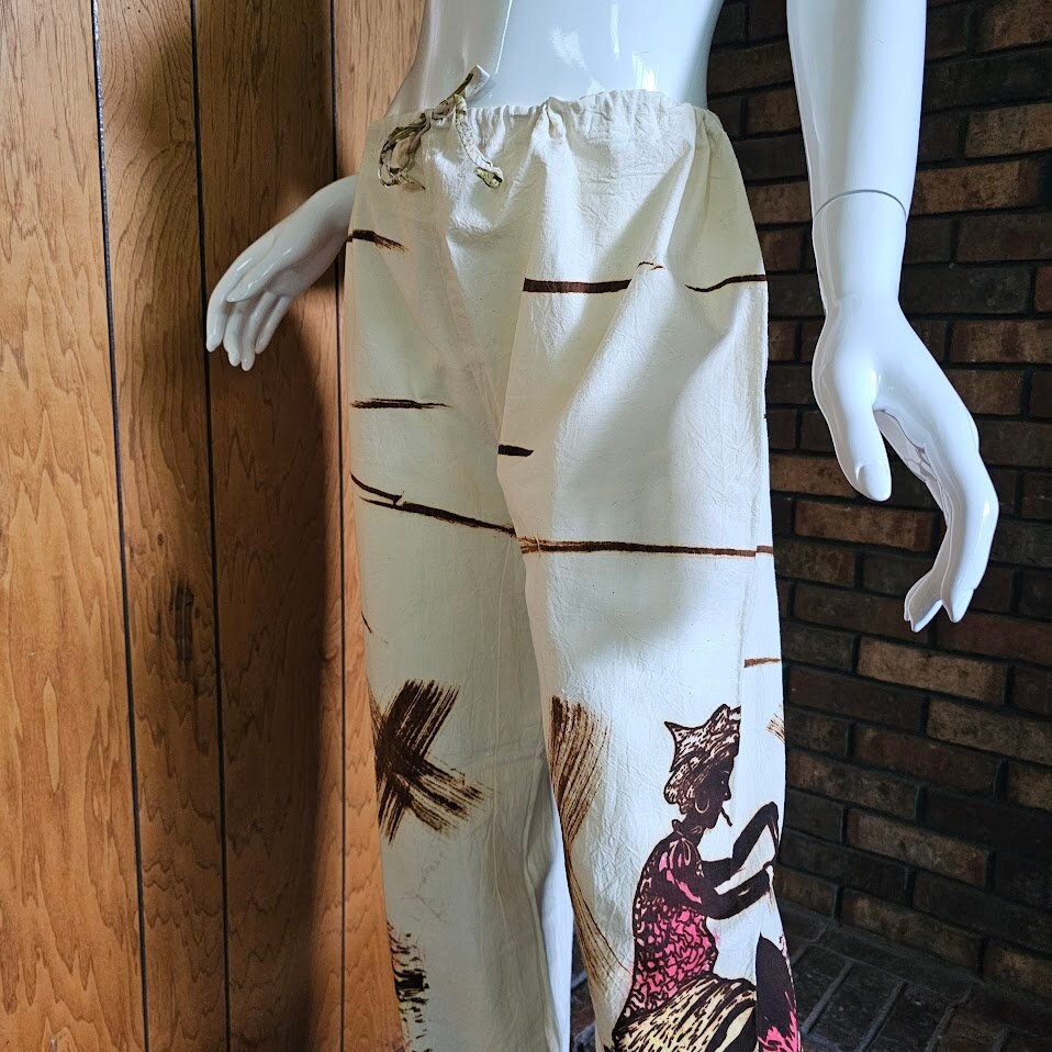 Vintage African Painted Folk Art Souvenir Flour Sack Bag Karate Unisex ...