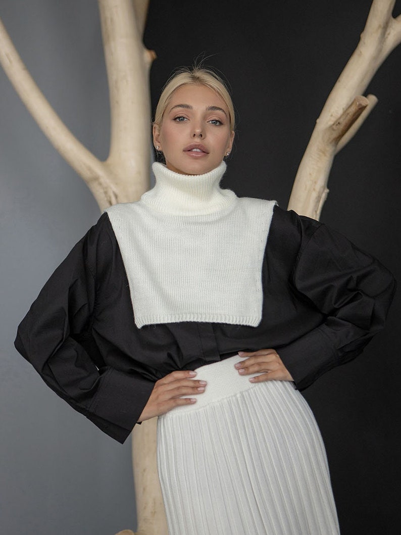 Turtleneck Dickie, Knit Wool Dickie, Dickie Collar, Turtleneck Scarf ...