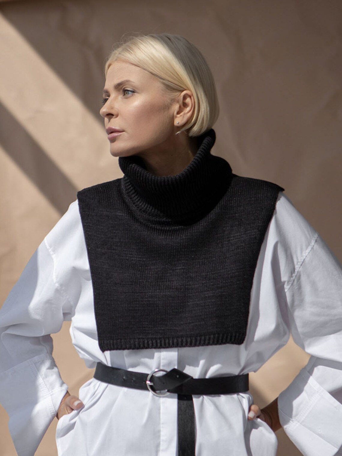 Turtleneck Dickie, Knit Wool Dickie, Dickie Collar, Turtleneck Scarf ...