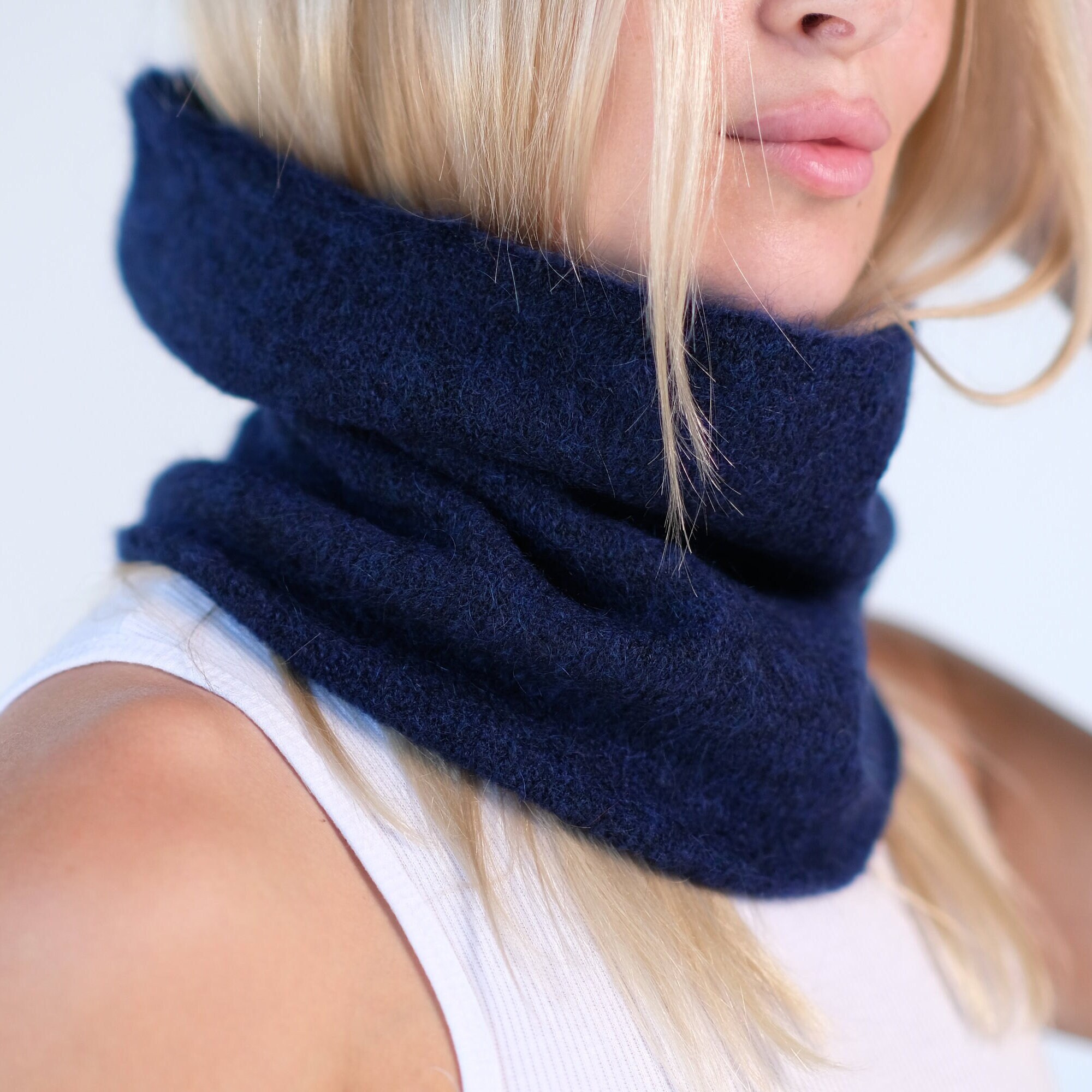Mohair With Merino Wool Infinity Scarf, Hand Knitted Unisex Snood - Etsy