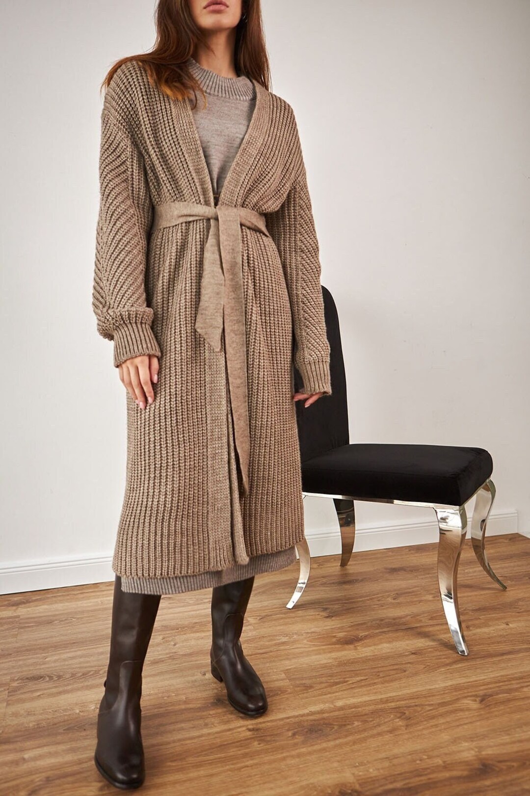 Mohair Cardigan, Wrap Cardigan With Belt, Loose Fit Cardigan, Knitted ...