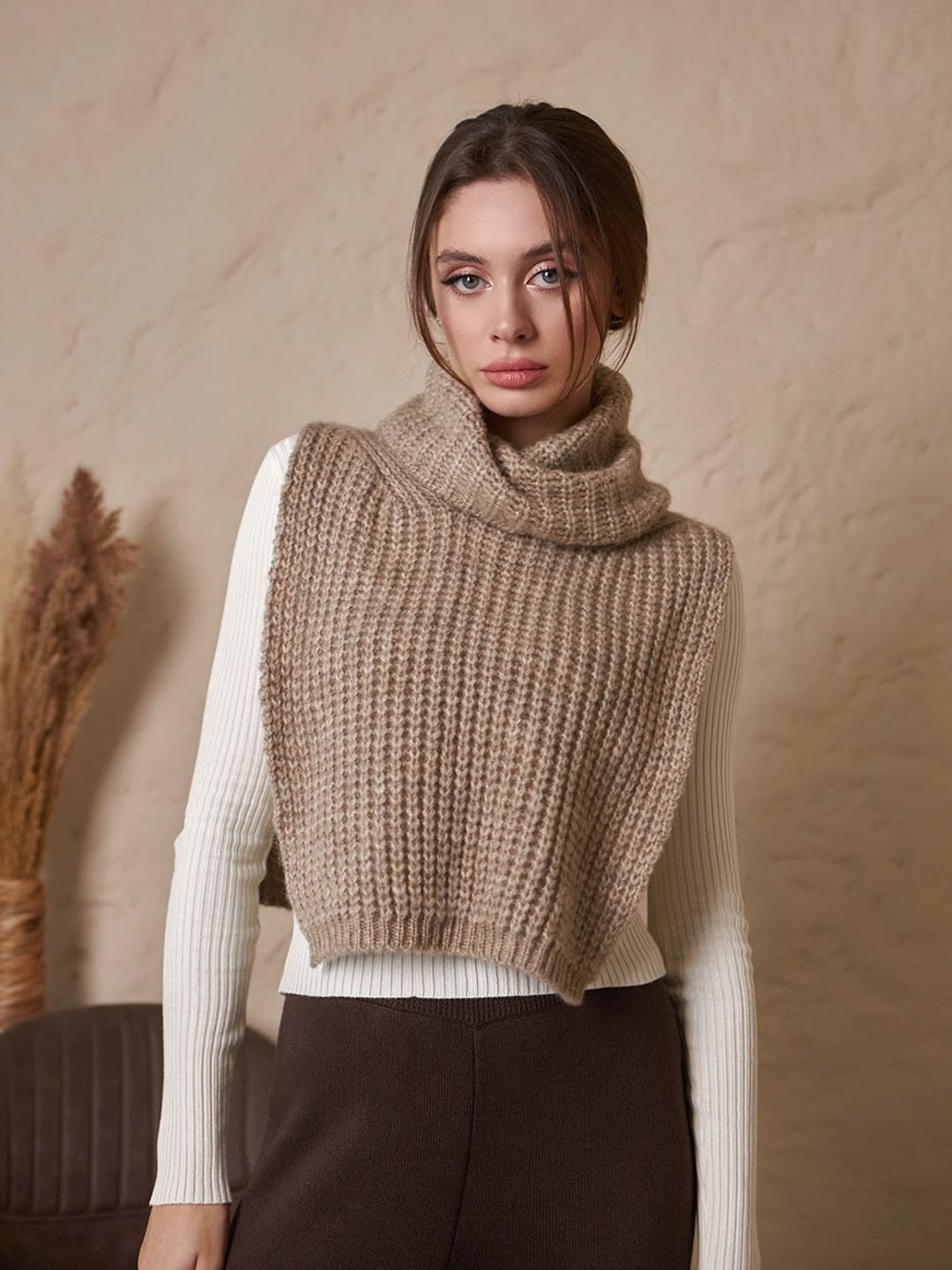 Turtleneck Dickie, Knit Wool Dickie, Dickie Collar, Turtleneck Scarf ...