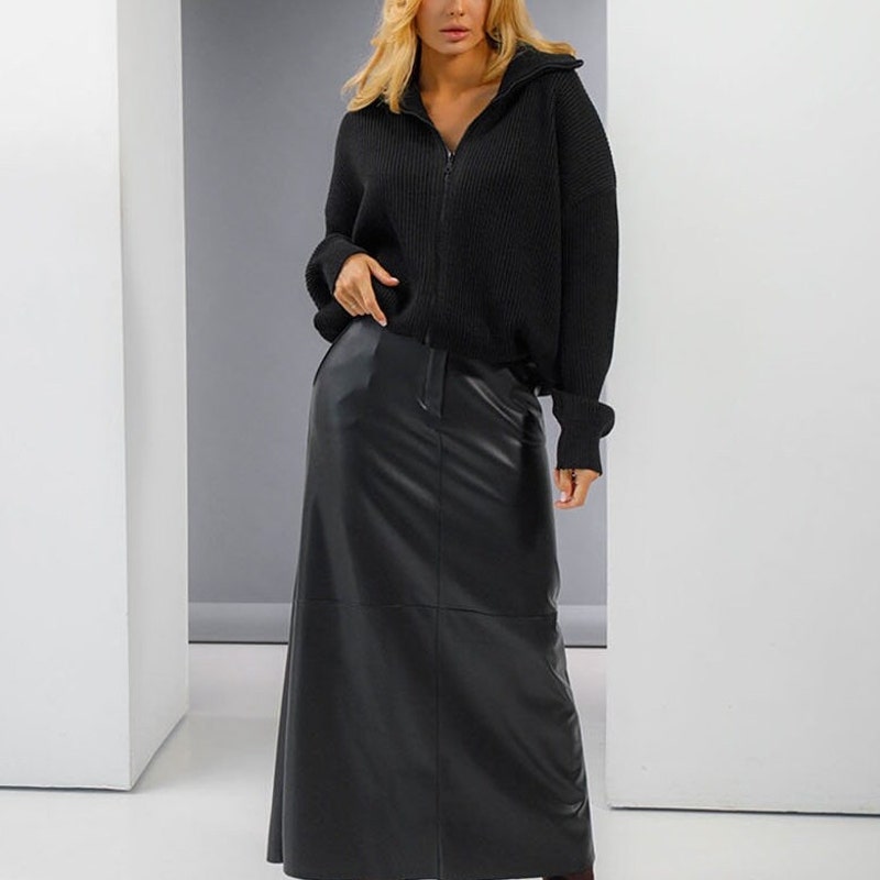 Leather Maxi Skirt - Etsy