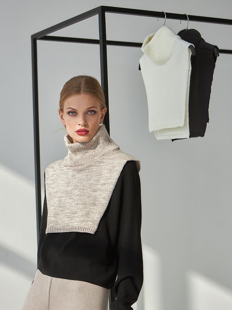 Turtleneck Dickie, Knit Wool Dickie, Dickie Collar, Turtleneck Scarf ...