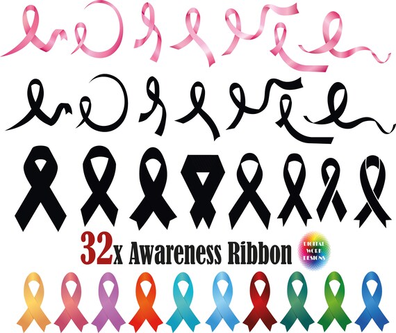 32x Awareness Ribbon SVG Ribbon Silhouette Ribbon Svg | Etsy