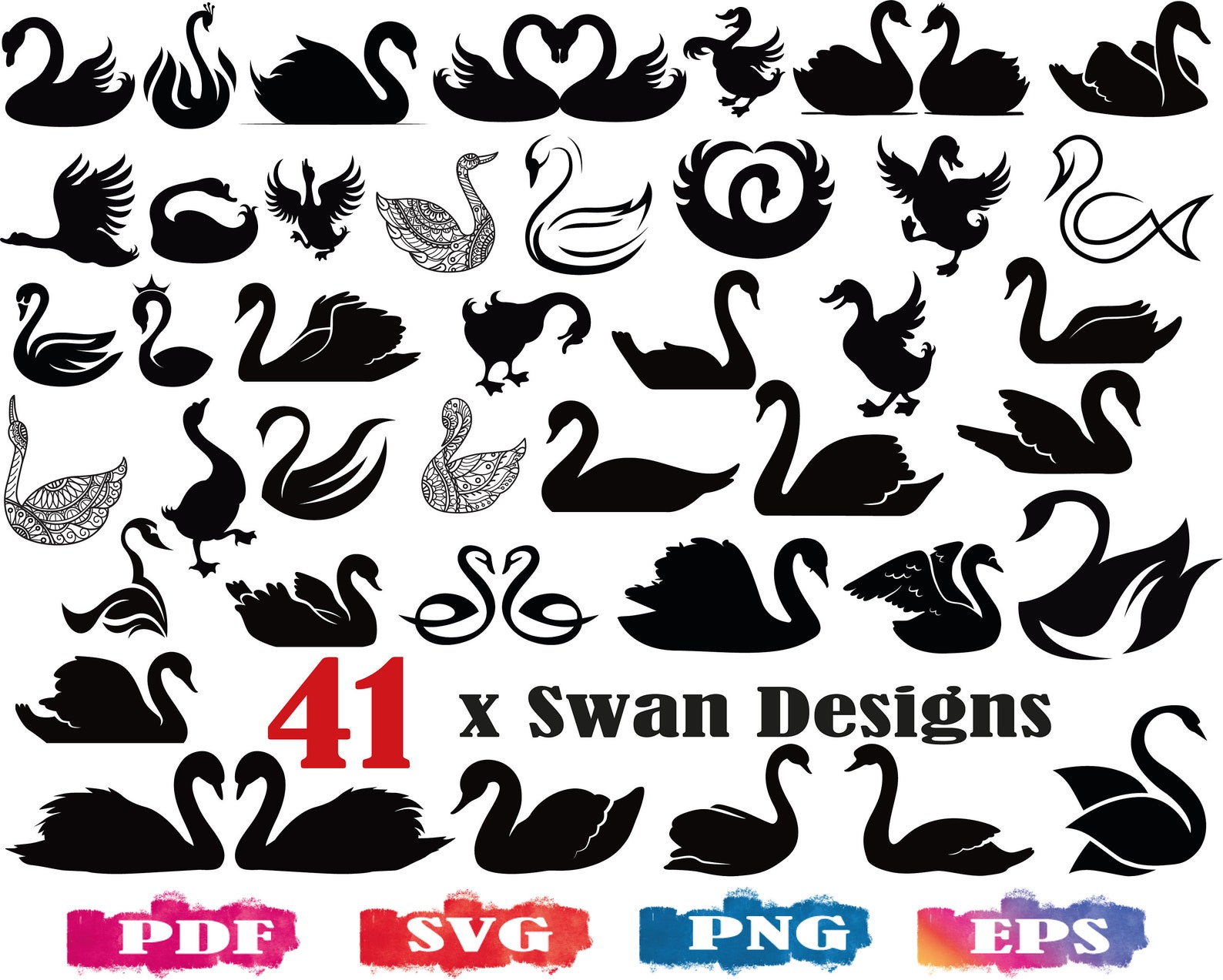 Swan SVG Swan Silhouette Love Swan Svg Black Swan Svg Swan Logo Swan ...