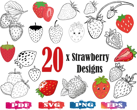 Fresa SVG / Silueta de fresa / Planta de fresa / fruta svg / | Etsy México