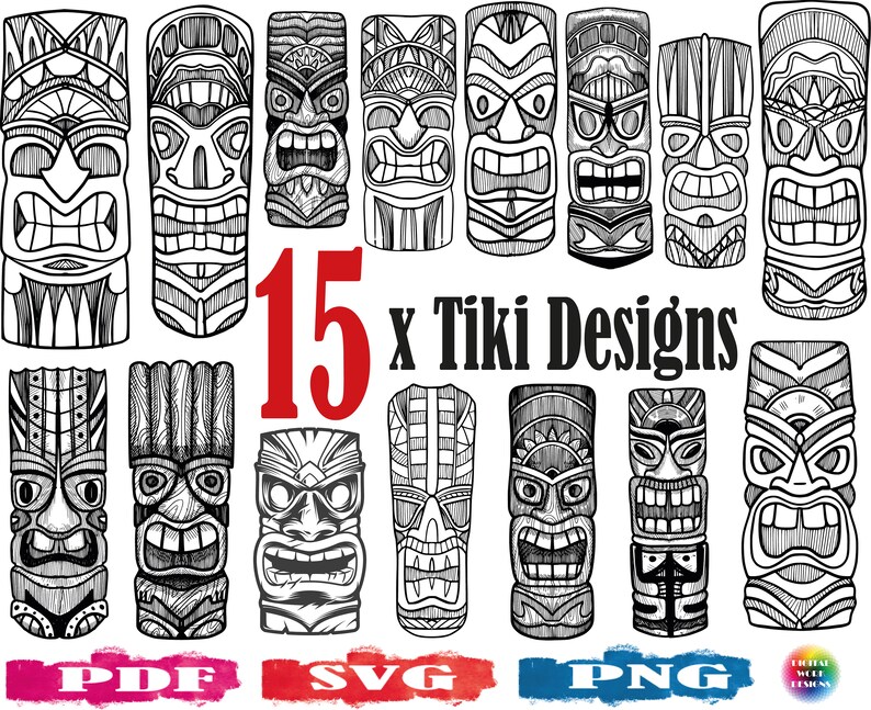 Tiki SVG TIKI Mask PNG Tiki Silhouette Luau Svg Totem - Etsy
