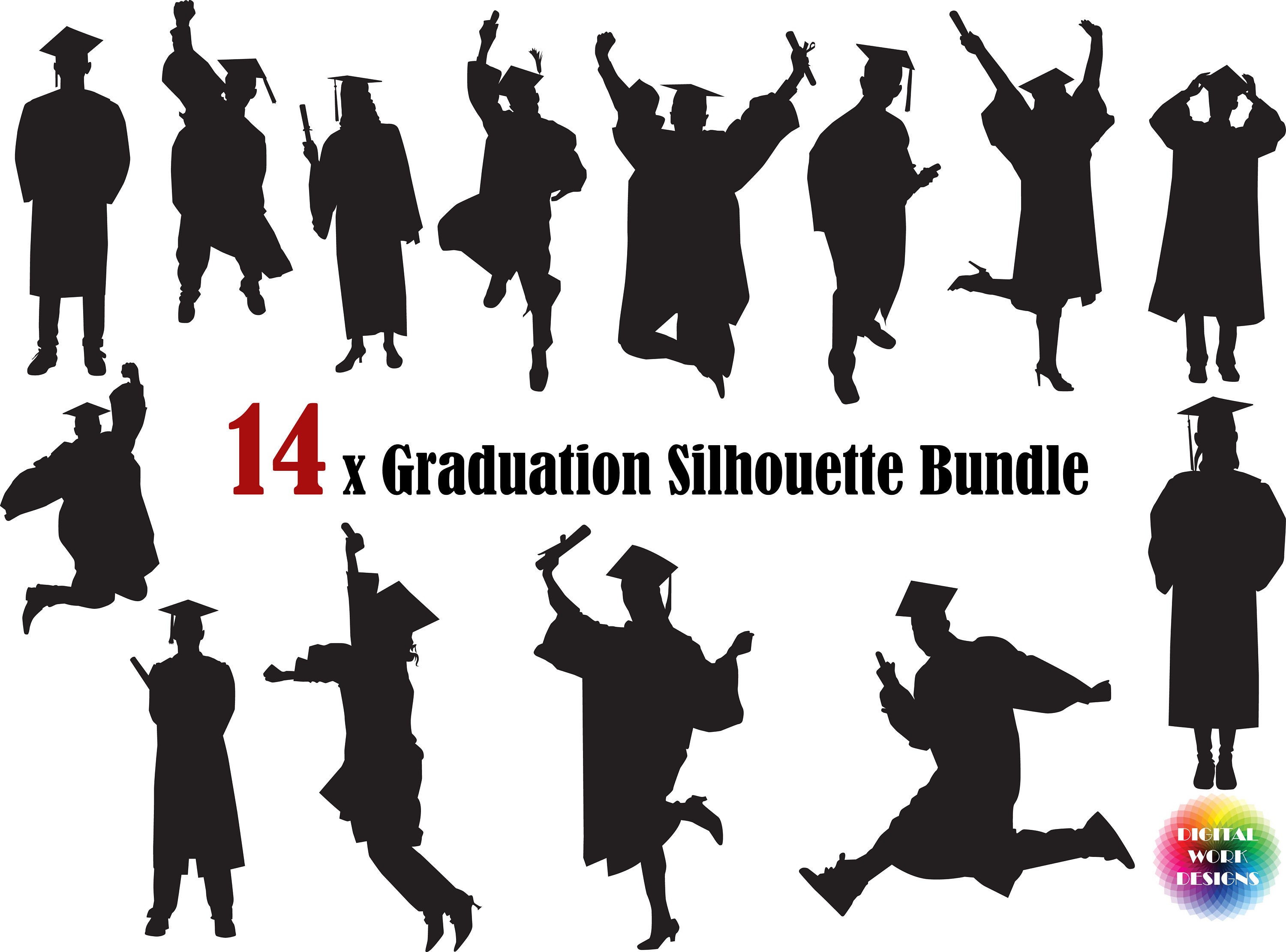 14 x paquete de graduación SVG eps png jpg psd silueta de - Etsy México