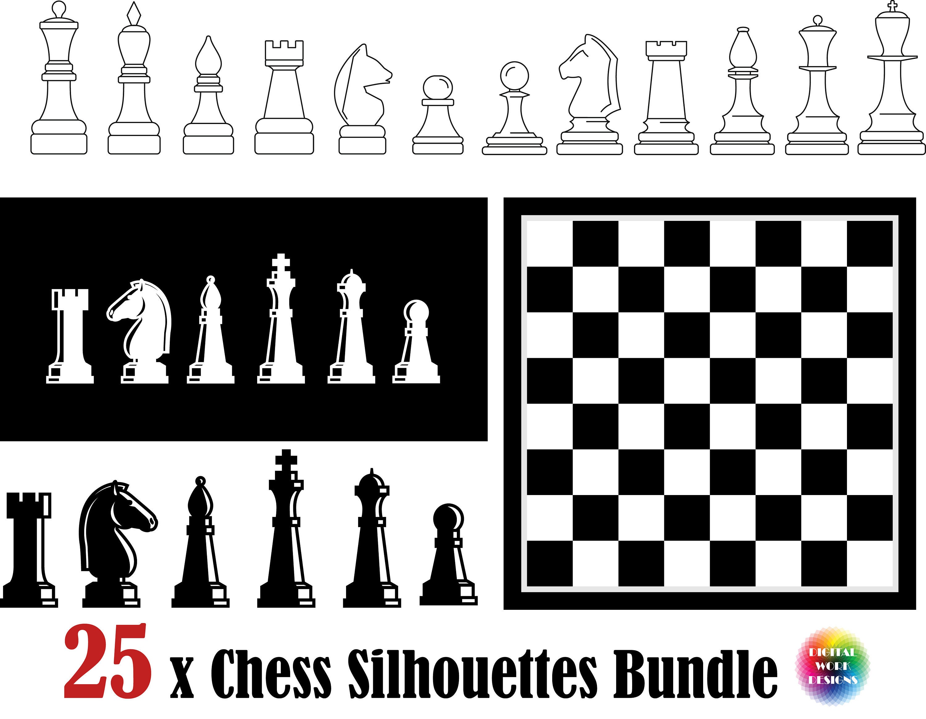 Chess SVG Chess bundlechess pieceschess silhouettechess | Etsy