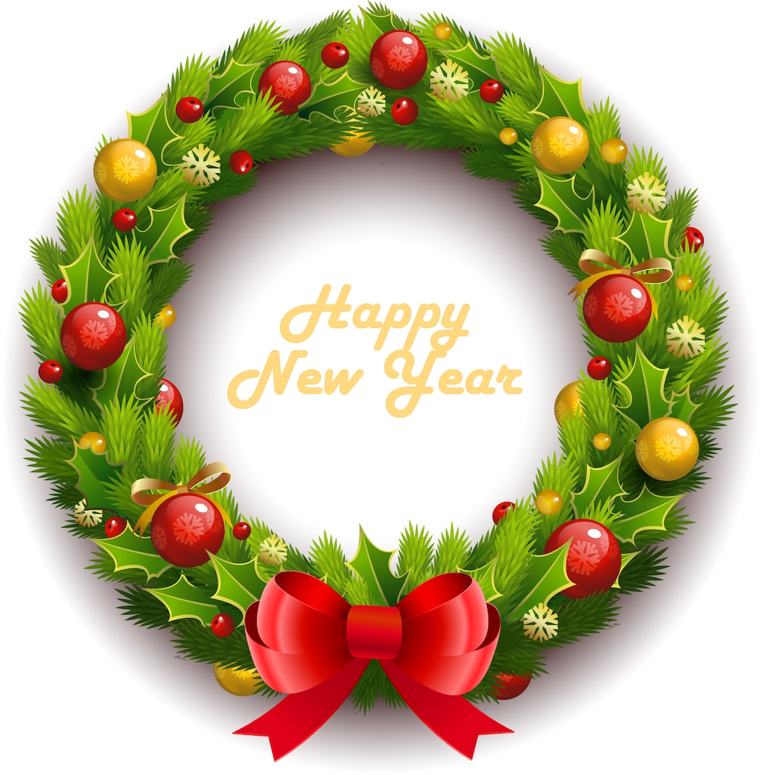 Happy New Year Wreath, New Year Decoration , Ornamental Wreath SVG ,dxf ...