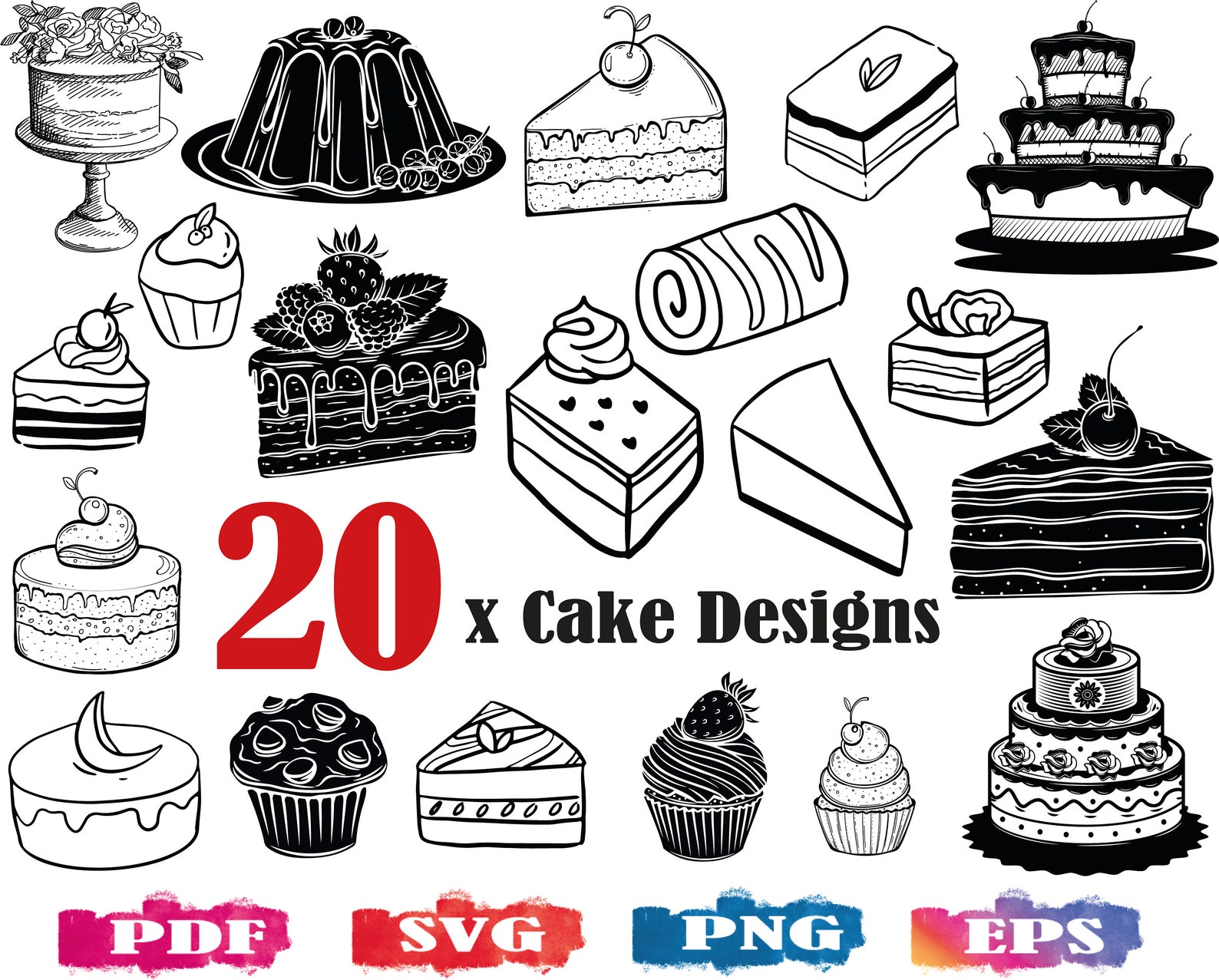 Cake SVG Cake Slice SVG Cake Silhouette Birthday Cake | Etsy