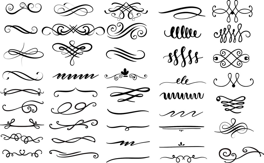 43x Ornamental Text Divider SVG, EPS, PSD, Line Divider, Text Dividers ...