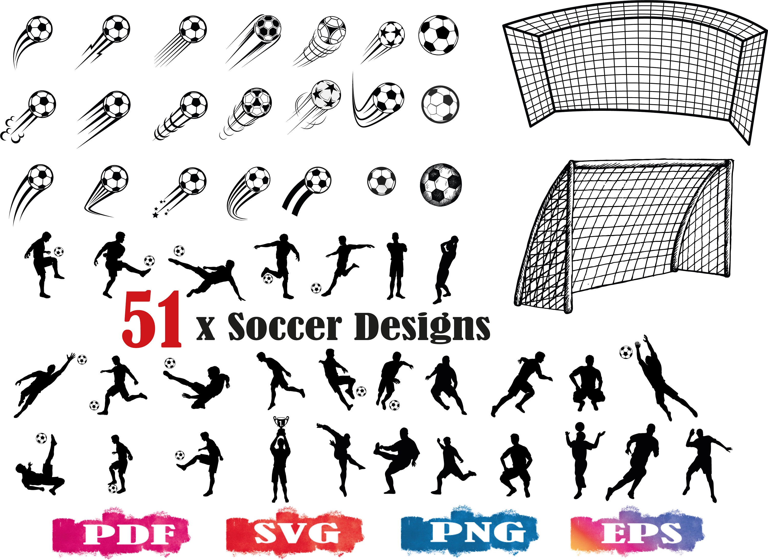 Svg de fútbol silueta de fútbol clipart de fútbol archivo - Etsy España
