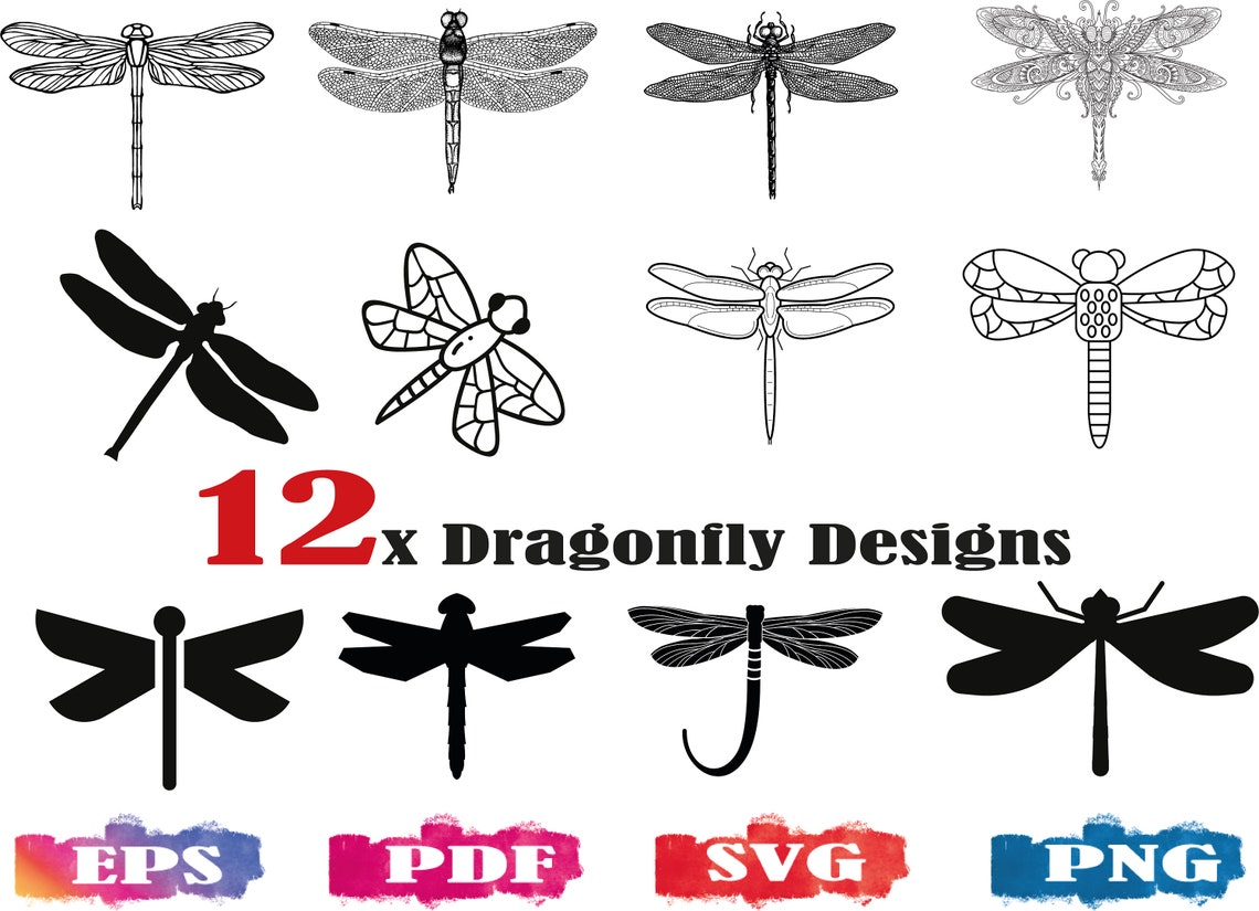 Libélula SVG silueta de libélula libélulas svg archivo - Etsy España