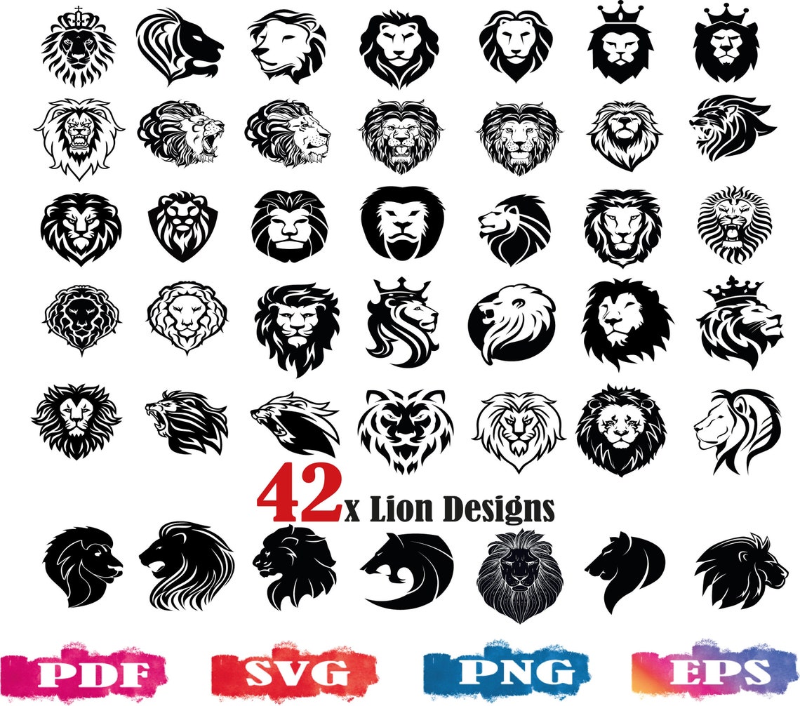 Lion SVG Lion Silhouette Lion Cut File Lion Print File | Etsy