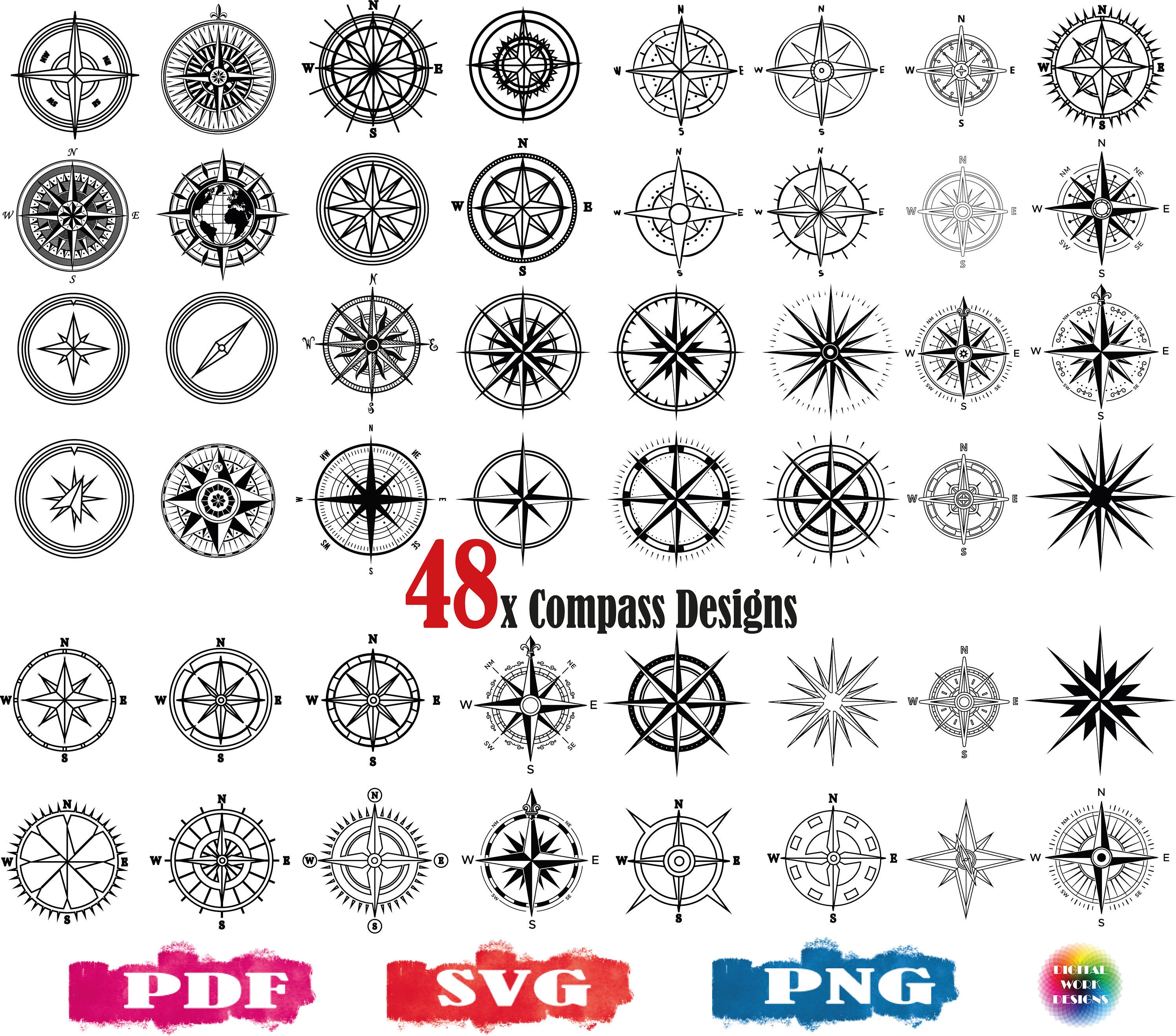 Simple Compass Rose Designs