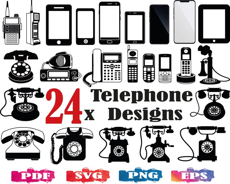 24x Telephone SVG Telephone Silhouette Smartphone SVG - Etsy