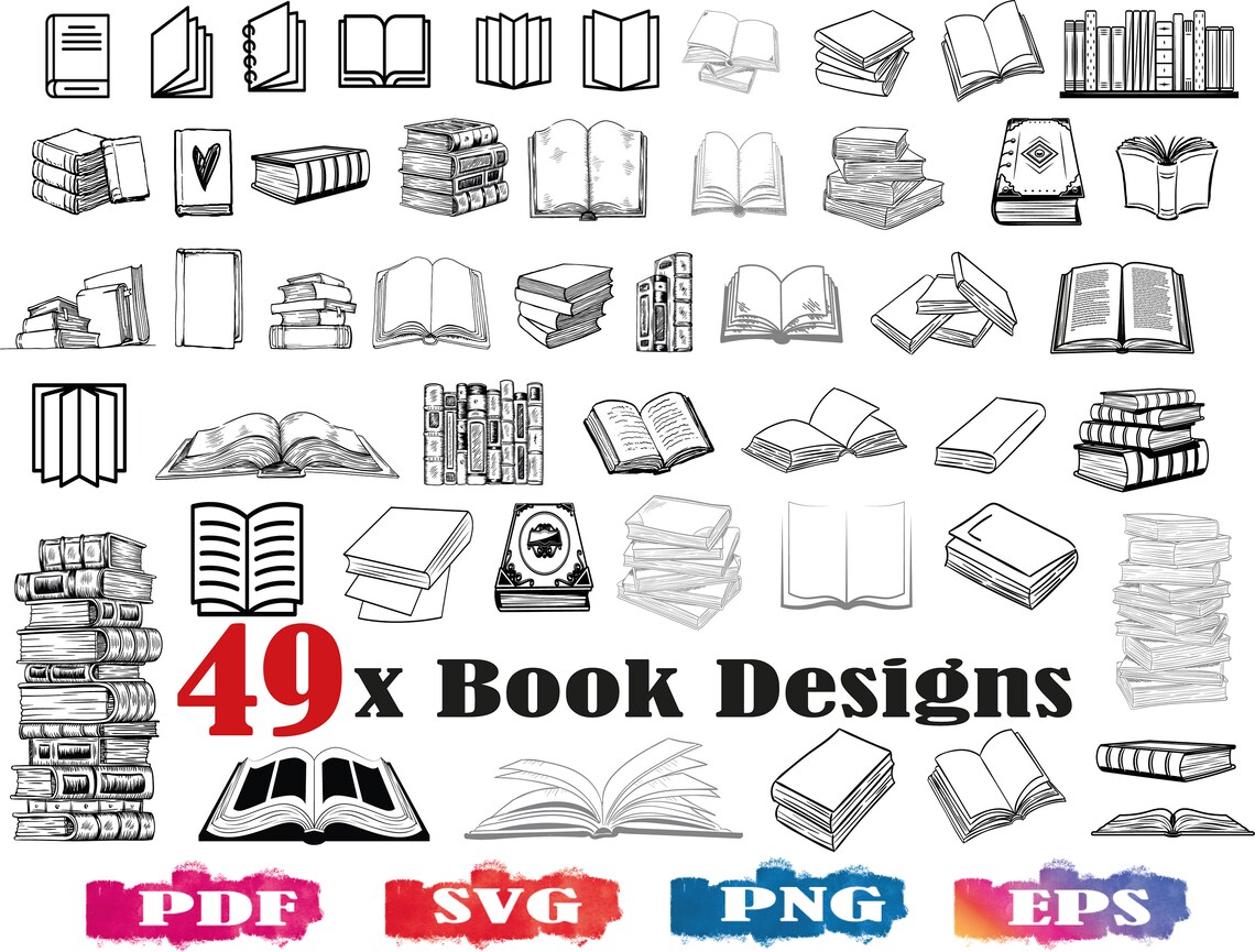 Book SVG Library SVG Book Silhouette Magazine Svg | Etsy