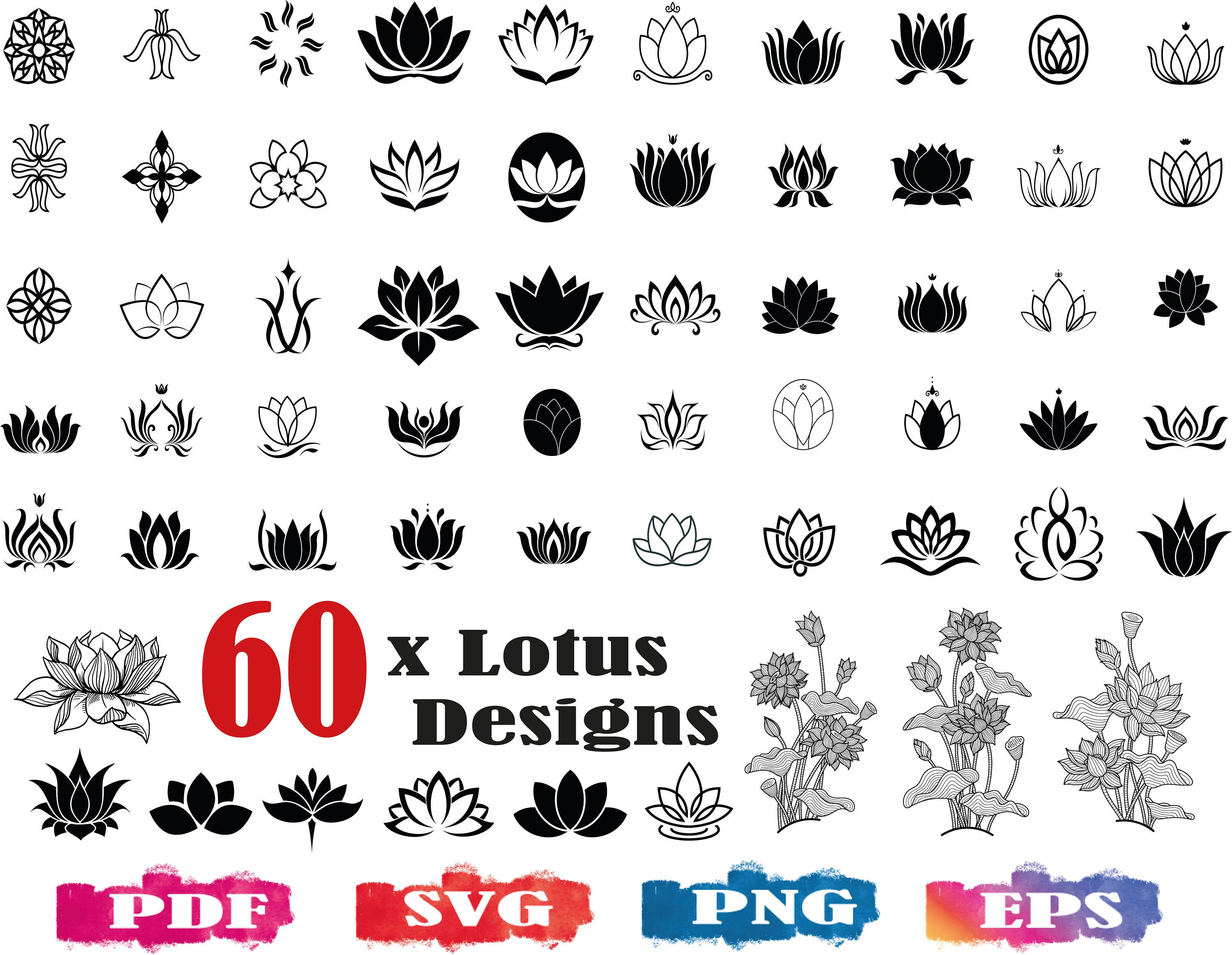 Lotus SVG, Lotus Flower Svg, Lotus Clipart, Flower Svg, Flower ...