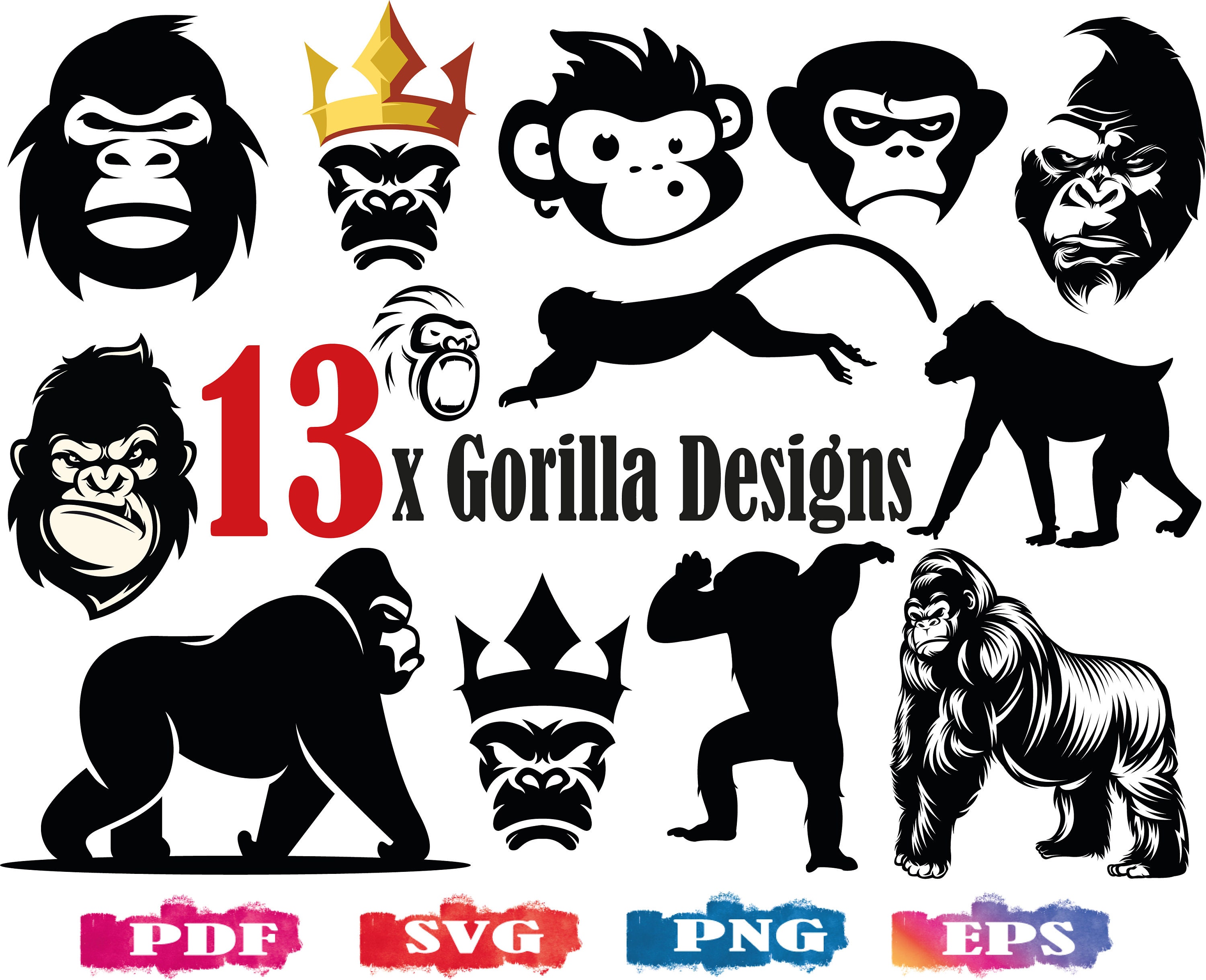 Gorilla SVG | Gorilla Silhouette | Gorilla Logo | Monkey SVG | Monkey ...