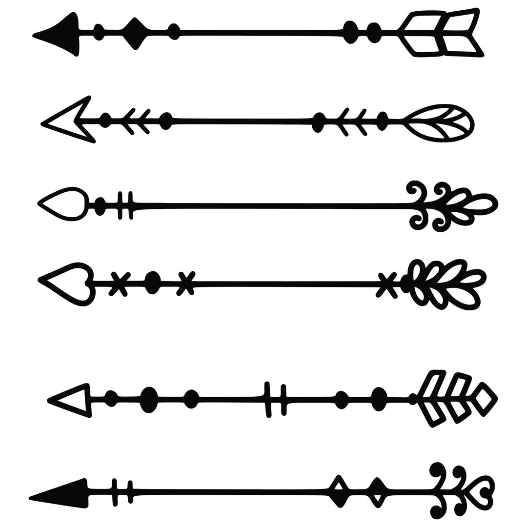 6 X Ornamental Arrow Bundle , Arrow Set SVG , Dxf , Eps , Psd , Png ...