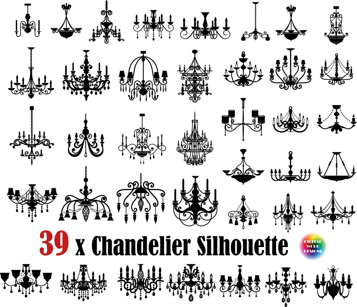 39x Chandelier SVG EPS PNG Chandelier Silhouette - Etsy