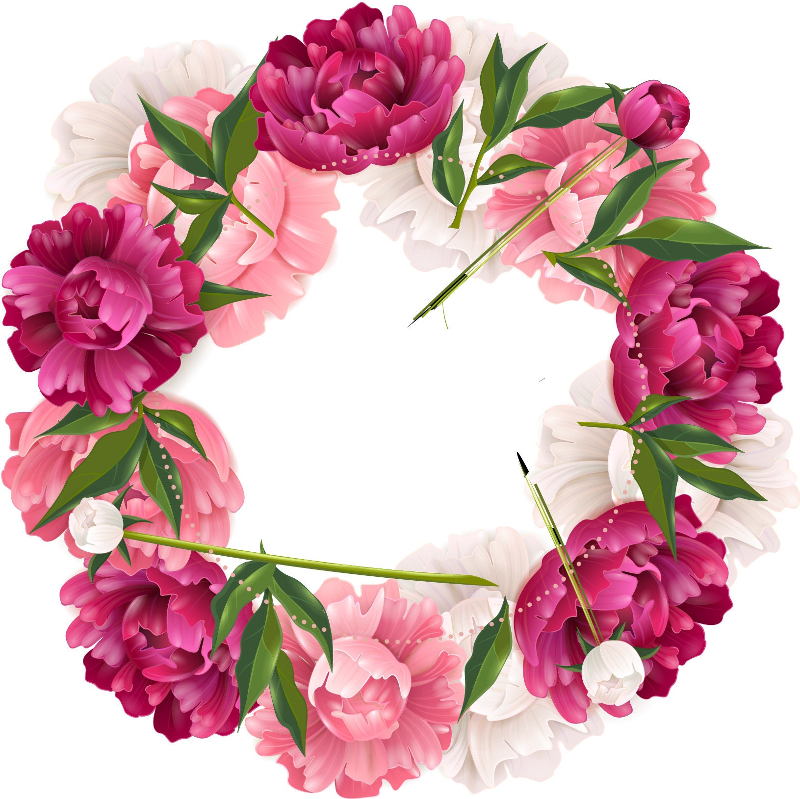 Floral Wreath Flower Ornamental Circle Flourish Circle | Etsy